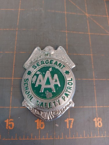 Vintage AAA School Safety Patrol Sergeant Badge Pin Green | eBay