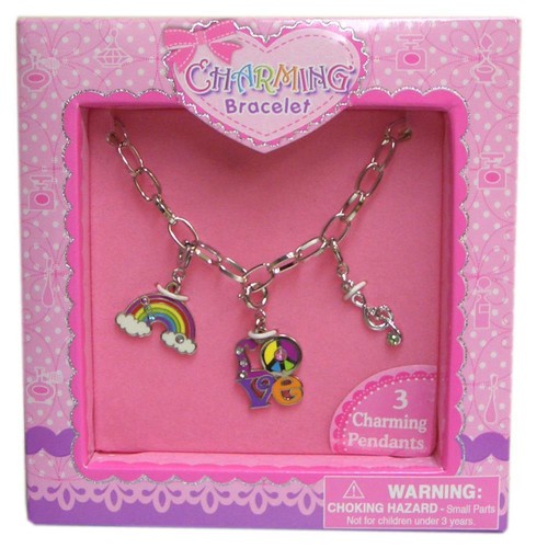 Hot Focus Peace Charming Bracelet With 3 Charms 1 bracelet 3 charms ...