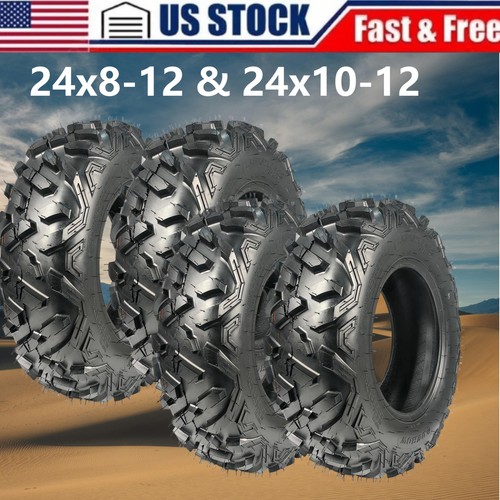 Set 4 24x10-12 24x8-12 6PR ATV UTV Tires 24x8x12 24x10x12 All Terrain ...