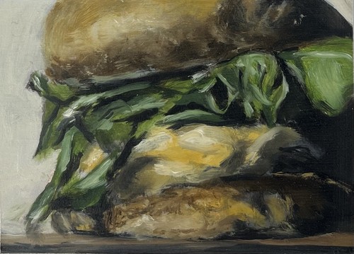 ACEO Original Oil Painting Of Cheese Burger By Chris Reneau | eBay