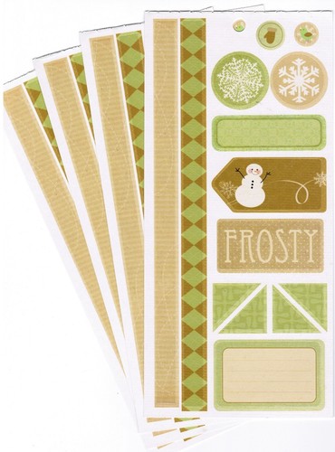 4 Large Sheets DCWV Journal WINTER Snow Border Tag Scrapbook Stickers ...