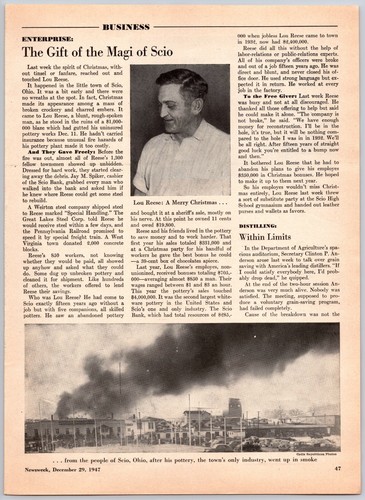 1947 Print Article The Gift of the Magi Of Scio Ohio Pottery Lou Reese ...