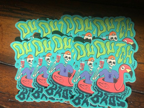 Dutch Bros Coffee Sticker June 2023 Flamingo Skeleton Pool Float Decal ...