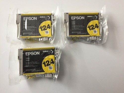 3 Genuine Epson 124 Yellow Ink Cartridges | eBay