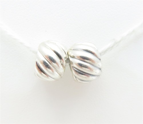 Pair Of (2) PANDORA Sterling Silver Polished Feathered Clip Charms ...