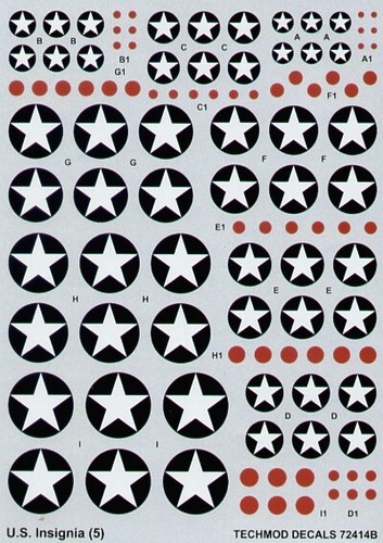 Techmod 1/72 US National Insignia Stars Red Dot 1919-1942-1943 Decal ...