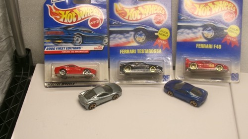 Hot Wheels Ferrari Gold Medal Red F40, Testarossa,550,458 x 2, lot of 5 ...
