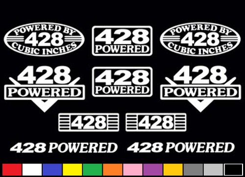 10 DECAL SET 428 CI V8 POWERED PMD CJ SCJ ENGINE STICKERS EMBLEMS VINYL ...