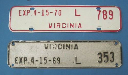 1969 and 1970 Virginia license plate attachments L type SCC plates | eBay