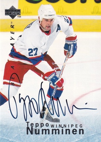 95-96 UPPER DECK BE A PLAYER - TEPPO NUMMINEN AUTO #S68 WINNIPEG JETS ...
