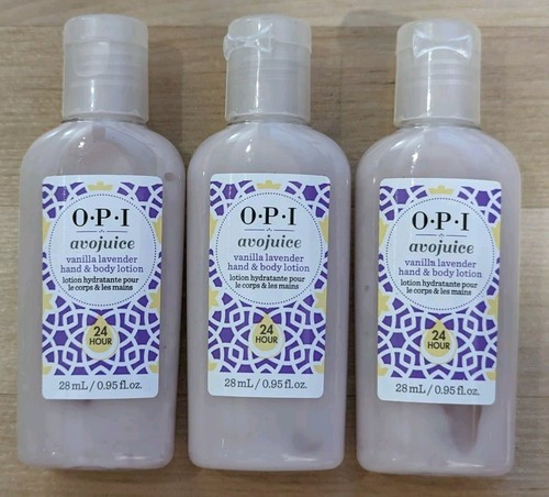 OPI Avojuice Vanilla Lavender hand and body lotion Mini 1 oz Pack of 3 ...