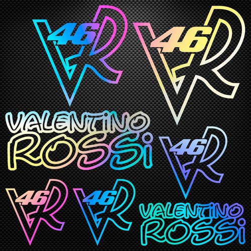 46 VALENTINO ROSSI KIT Holographic Decals Stickers Sponsors Car Bike ...