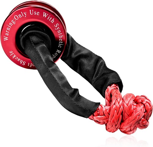1Pcs Heavy Duty Recovery Ring Snatch Block Pulley w/ Soft Shackle Tow ...