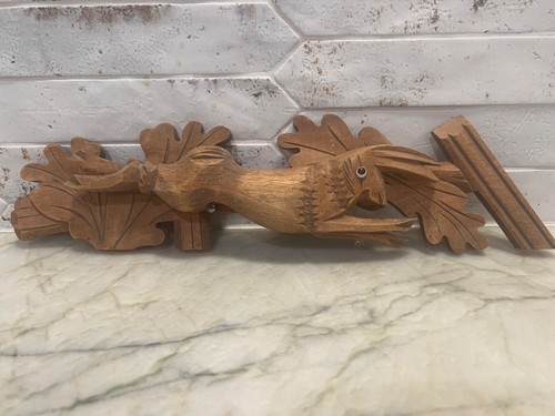 Antique Black Forest Cuckoo Clock Topper or Bottom Carved Rabbit Glass ...