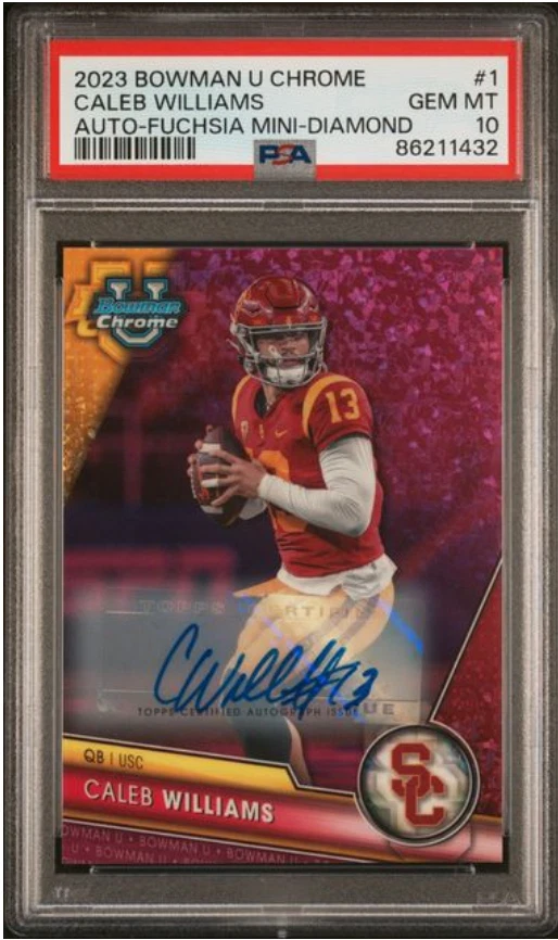 Caleb Williams 2023 Bowman Chrome University #1 Prospect Auto - Fuchsia ...