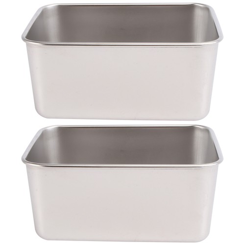 2 Pcs Rectangular Cake Tin Stainless Food Container Storage Tins ...