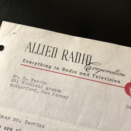 1950 ALLIED RADIO Letterhead Stationery MAGNECORD PT6-JA TAPE RECORDER ...