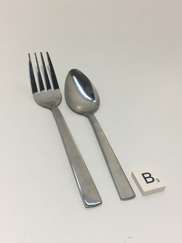 Delta Airlines 2pc “B Fork Spoon ABCO Stainless Steel Aviation Flatware ...