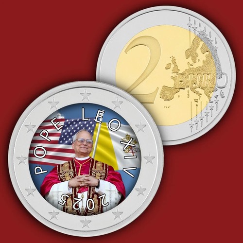 POPE LEO XIV 2025 VATICAN - 2 Euro Coloured UNC Color Coin | eBay