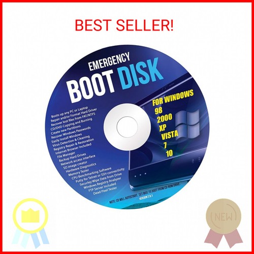 Windows Emergency Boot Disk - For Windows 98, 2000, XP, Vista, 7, 10 PC ...
