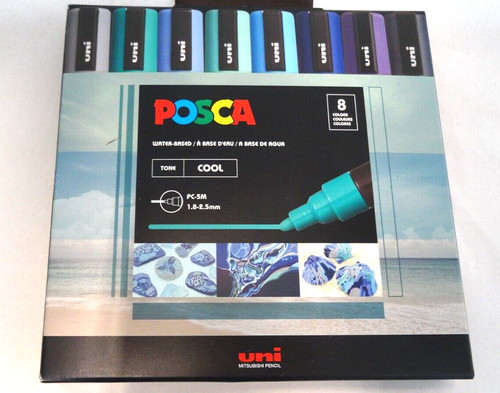 POSCA Cool Tones 8 Count Marker Set PC5M 1.8 - 2.5mm Medium - NEW | eBay