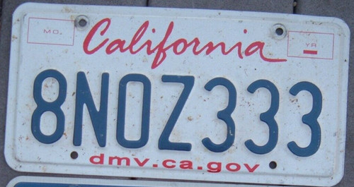 CALIFORNIA License Plate Garage- Man Cave - Bar 8 NOZ 333 Triple 3 s | eBay
