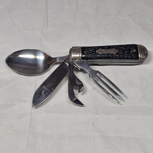 Vintage Colonial Prov USA Hobo Camp Knife w/ Spoon Fork Can Opener ...
