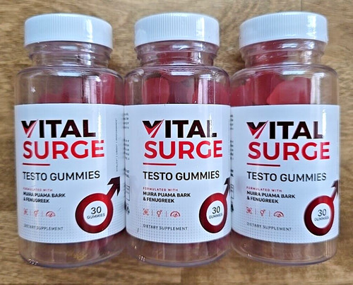 3x VITAL SURGE Testo Gummies for Male Performance 90 Total Gummies Exp ...