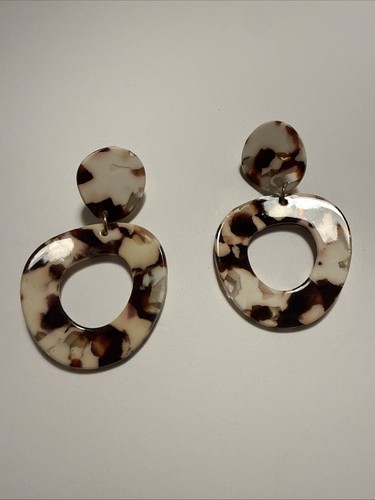 Brown And Cream Acrylic Tortoise Shell Earrings | eBay