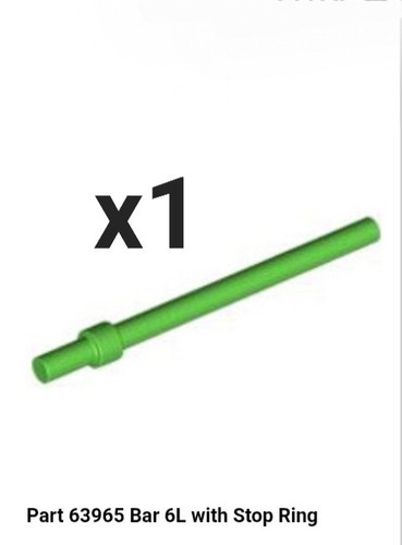 NEW LEGO Parts - Lot of 1 - BRIGHT GREEN Bar 6L with Stop Ring 63965 ...