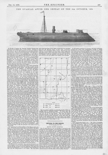 Peruvian Ironclad Ship 'Huascar' after Defeat on 8th October Antique ...