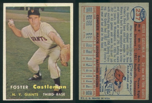 (50564) 1957 Topps 237 Foster Castleman Giants-EX | eBay