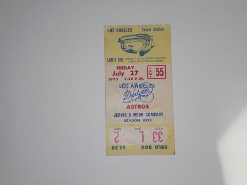 LA Dodgers vs Astros MLB Ticket Stub 1973-Dodger Stadium-Roger Metzger ...