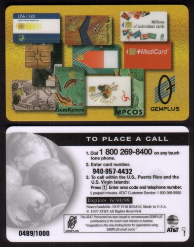 AT&T Commemorates GemPlus Design - Collage of Chip & Smart Cards USED ...