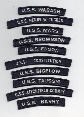 10pc USS USN NAVY NAVAL ROCKER ARM PATCHES WABASH MARS BIGELOW TAUSSIG ...