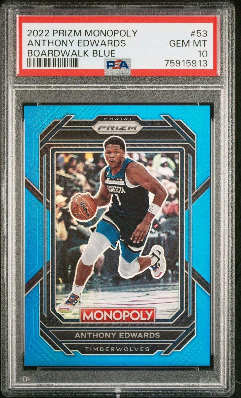 Anthony Edwards 2022 Prizm Monopoly #53 Blue /15 Price Guide - Sports ...
