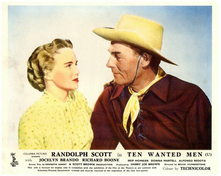 TEN WANTED MEN original 1954 lobby card movie poster RANDOLPH SCOTT/LEO ...