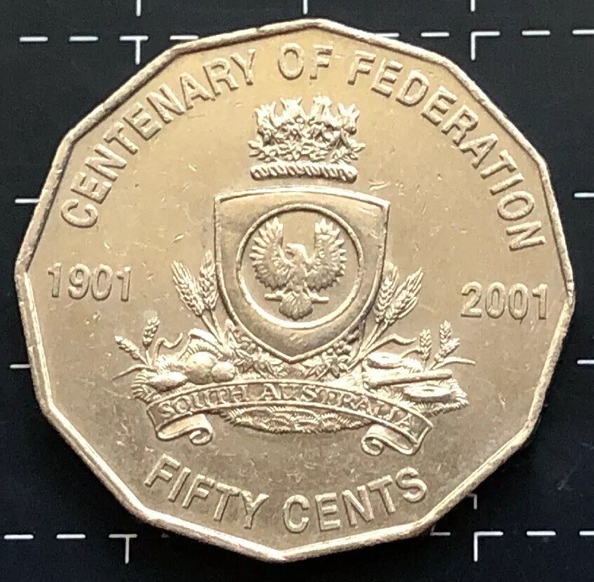 2001 NORFOLK ISLAND 50 Fifty Cent Coin Centenary Of Federation NI 2001-norfolk-island-50-fifty-cent-coin-centenary-of-federation-ni