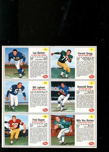 1962 POST CEREAL PANEL FOOTBALL GREGG RICHTER UNCUT SHEET | eBay