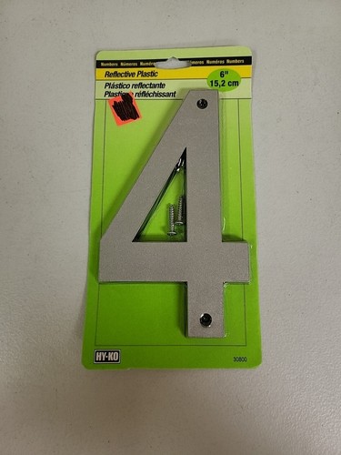 Hy-Ko Address Number #4 Plastic Reflective Silver 6" 30800 | eBay