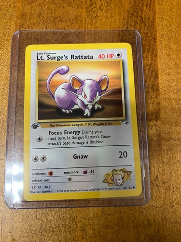 Lt. Surge's Rattata Gym Challenge 82/132 Pokemon 1st Edition Card ...