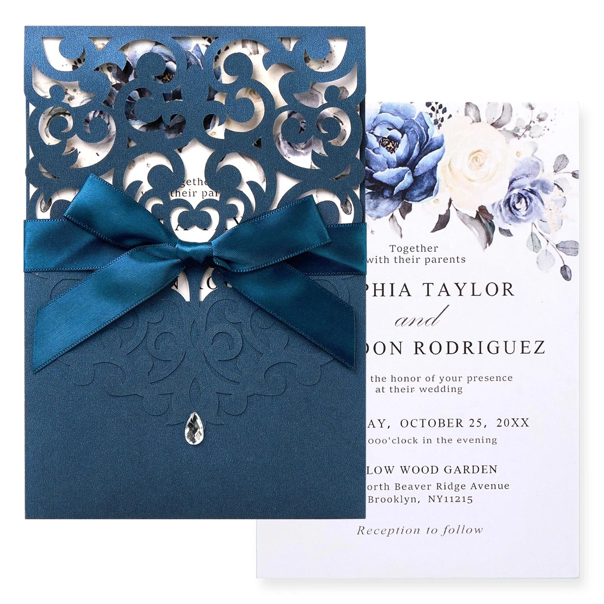Elegantes Invitaciones De Boda Azules