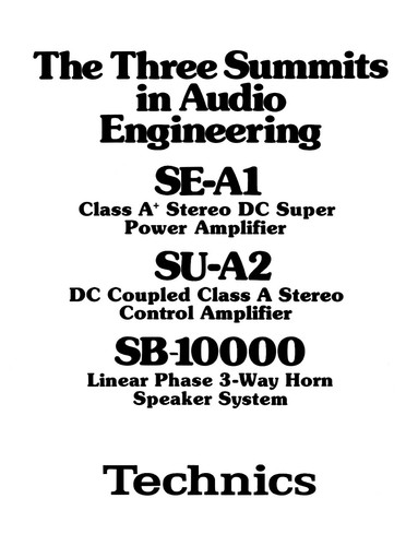 High res scans of Technics SU-A2 pre SE-A1 power SB-10000 speakers ...