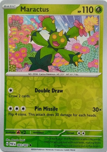 003/091 MARACTUS REVERSE HOLO PALDEAN FATES POKEMON CARD | eBay