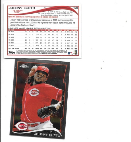 Johnny Cueto 2014 Topps Chrome Baseball Card #129 BOGO FREE Cincinnati ...