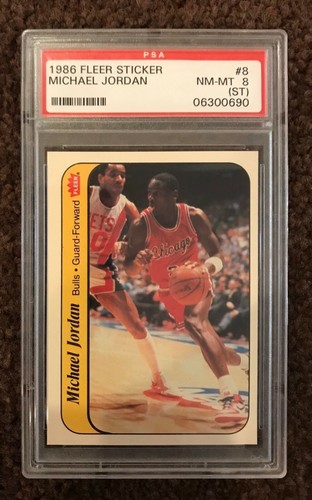 1986 86 Fleer Michael Jordan Rookie Sticker PSA 8(ST) # 06300690 CAREER ...