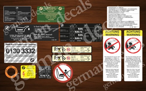 BMW E46 330i STICKER LABELS ADHESIVES ENGINE BAY SET | eBay