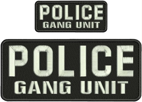 POLICE GANG UNIT PATCH 4X10 AND 2X5 HOOK ON BACK SILVER ON BLACK | eBay