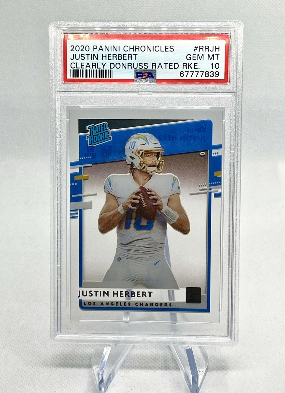 Justin Herbert 2020 Chronicles #RR-JH Clearly Donruss Rated Rookie PSA ...