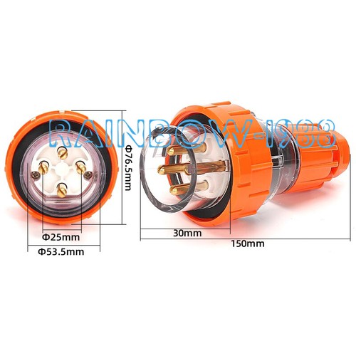 FOR Waterproof plug 3-phase 4-pin circular industrial plug 50A-500V ...